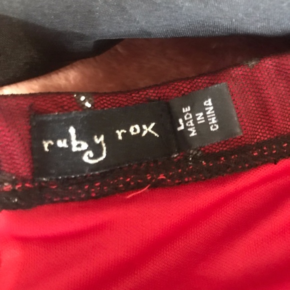 Ruby Rox | Dresses | Ruby Rox Red And Black Lace Overlay Floral Halter ...